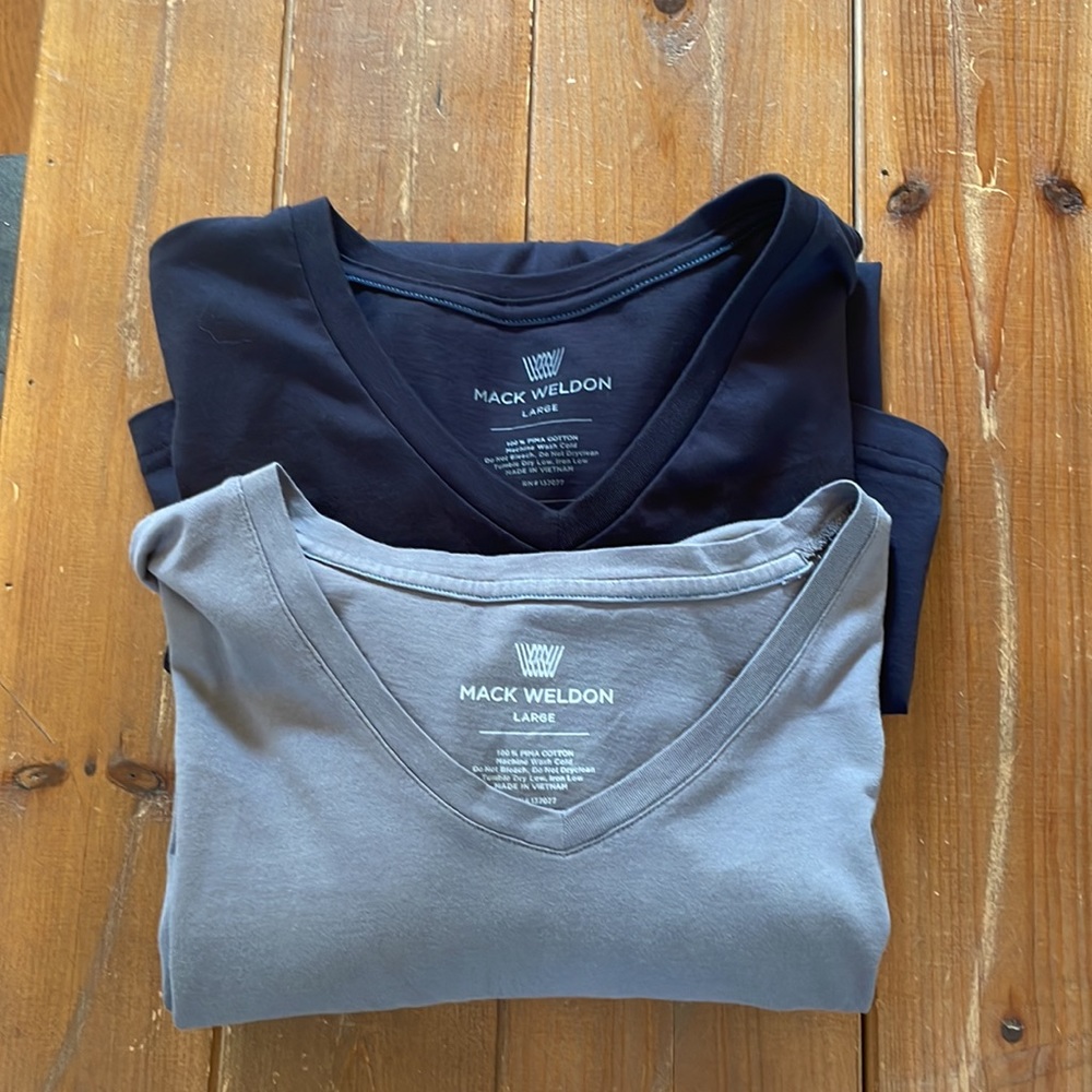 Mack Weldon Set Of Pima V-Neck Tee Shirts Size L - Gem